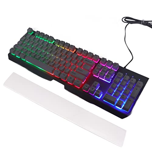 Kafuty-1 GK60 RGB Gaming Keyboard,USB Wired 104 Keys Colorful Backlit Keyboard with Wrist Rest,Detachable Mechanical Feel Gaming RGB Keyboard for Laptop,PC,Computer,Game and Work(White)