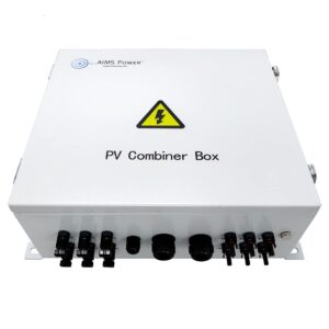 aims power 6 string solar array combiner box 120a 200 vdc 6 inputs 20kw prewired 1000v dc max input, 125a resettable output breaker, diode protected, mc4 compatible input and out connections