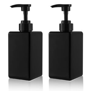 15 oz hand soap dispenser, plastic pump bottles, refillable empty lotion dispenser liquid container for bathroom kitchen college dorm, 2 pack black