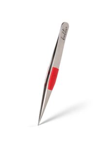 beaditive high precision heavy-duty tweezers with cushion - 4.7" craft tweezers for sewing, beading & diy crafts - non-serrated, fine point tips - stainless steel needle nose hobby tweezers