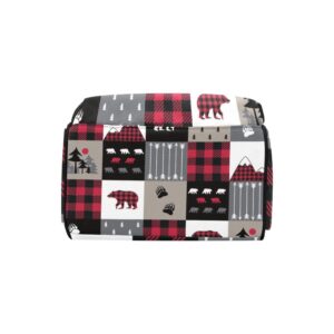 Plaid Bears Mountains Black Personalized Diaper Backpack with Name,Custom Travel DayPack for Nappy Mommy Nursing Baby Bag One Size