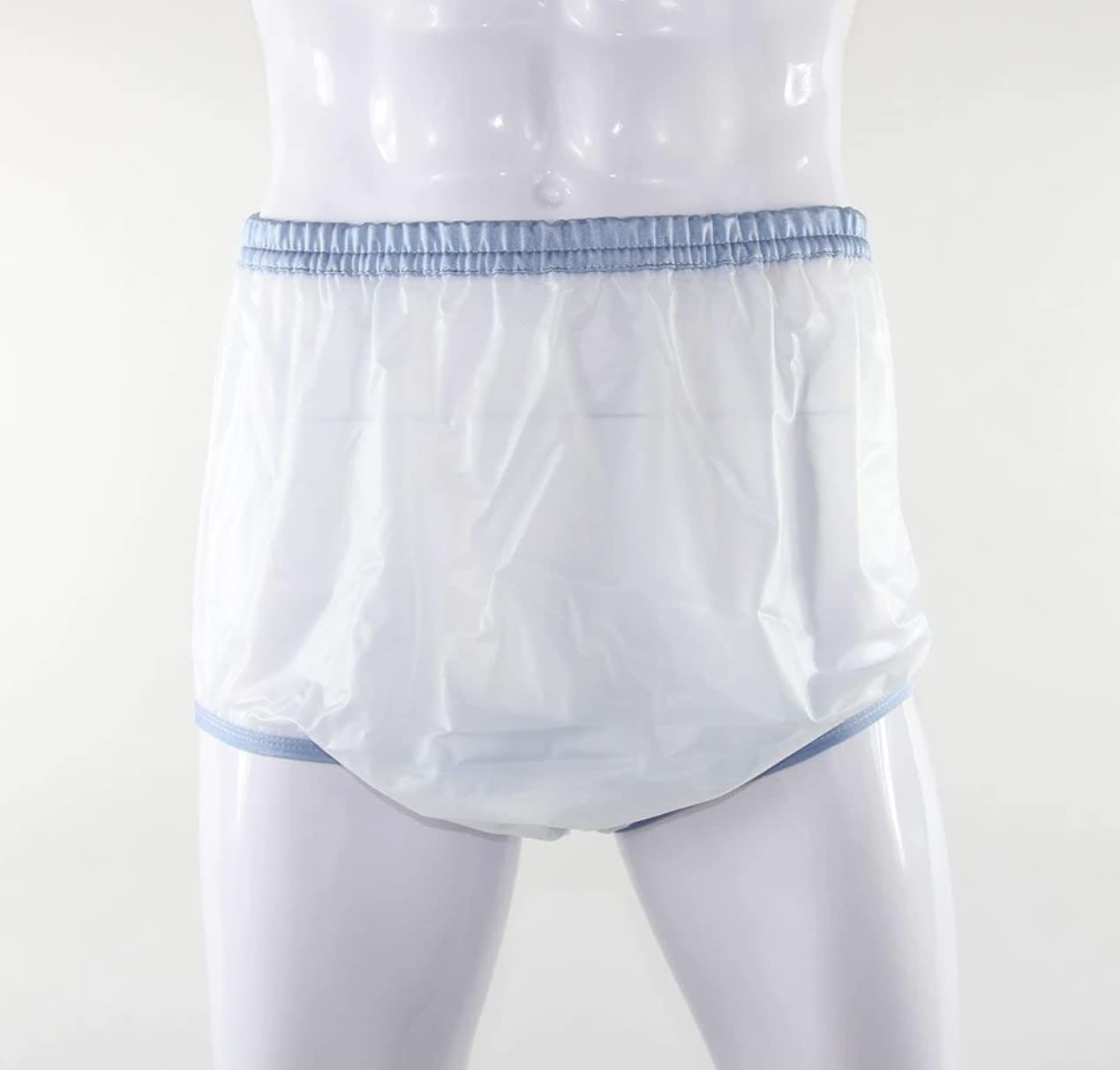 KINS Tuffy Adult Incontinence Plastic Pants Diaper Covers with 1" Waistband Blue (Medium)