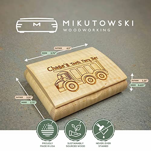 Mikutowski Woodworking Name Customized Tooth Fairy Box for Boys and Girls - Made in USA Customized Baby Teeth Keepsake Wooden Holder for Kids Tooth - Shower Birthday Gift Idea (TFB-01)