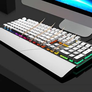 Kafuty-1 GK60 RGB Gaming Keyboard,USB Wired 104 Keys Colorful Backlit Keyboard with Wrist Rest,Detachable Mechanical Feel Gaming RGB Keyboard for Laptop,PC,Computer,Game and Work(White)