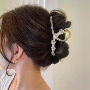 bohend big flowers hair claw rhinestone thick hair clip wedding large hair styling accessories for women and girls