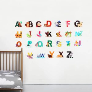 CCINEE Animal Alphabet Wall Decals, ABC Educational Colourful Creative Sticker Removable Art Sticker for Kids Nursery Bedroom Living Room Wall Decorations