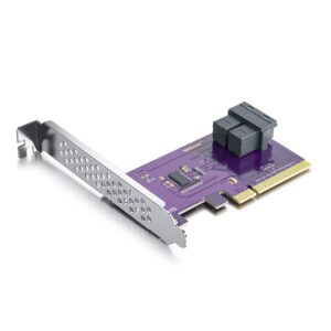 pcie to sff-8643 adapter for u.2 ssd, x8, (2) sff-8643. support windows 10/2016/2019, rehl/cent0s 7/8, vmware esxi 6/7, ubuntu linux 18/20/21, etc.