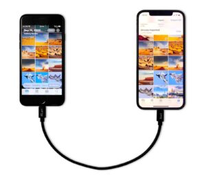 amzpilot compatible for iphone to iphone transfer cable male to male data migration, ios 14 to 8 pin otg cable sync photo/video wired cord, for iphone 14/13/12 mini/pro max/11/xs/xr/8 series - 0.8ft