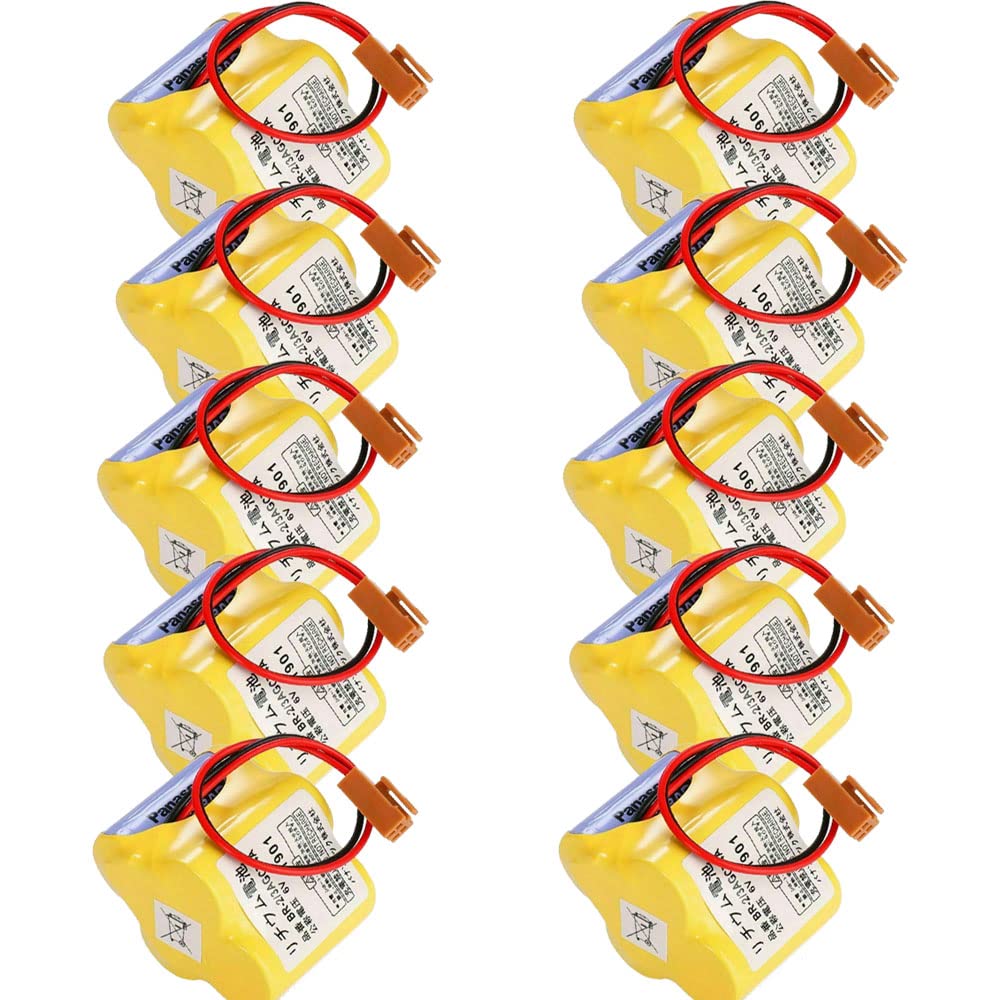 KANGLEUS (10pcs) BR-2/3AGCT4A /A98L-0031-0025 6V 4400mAh Replacement Battery Replace for FANUC CNC System with Brown Plug Non-Rechargeable