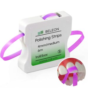 beleon dental polishing strips - tooth polisher dental file for teeth sanding grinding deep teeth cleaning tool tooth polish abrasive strip oral care cleaning tool - medium 1 roll 4mm x 6m