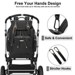 Terzini Bear Diaper Bag Backpack, Diaper Bags for Baby Boy Girl with USB Charging Port,Changing mat,Stroller Hooks (Black)