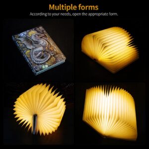 QXMGCBOK Dragon Night Light, 3D Embossed Folding Book Lamp, Dragon Gifts for Book Lovers (Flying Dragon Book Lamp)