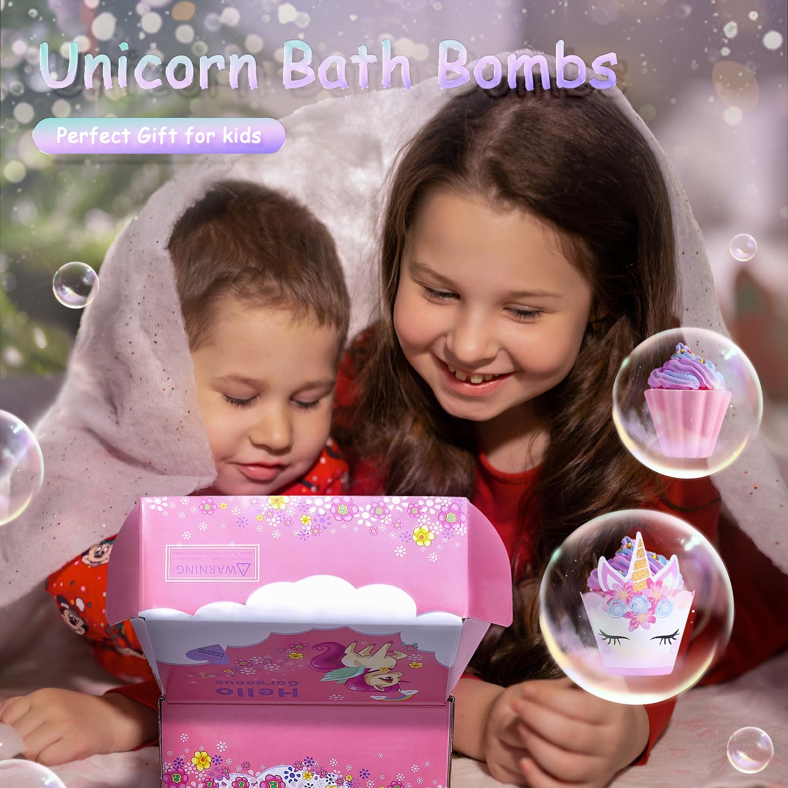 Bath Bombs for Kids, Unicorn Kids Bath Bombs with Toys Inside, Bath Bombs for Girls with Surprise Inside, Unicorns Toys Set for Girls with Jewelry Princess Toys, Birthday Children's Day