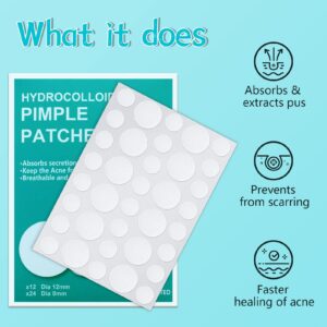 180 Counts Pimple Patches for Face Hydrocolloid Acne Patches for face Invisible Zit Patches for Face Pimple Patch Acne Spot Treatment Patch Blemish Patches Cover Patches Stickers