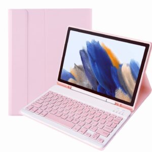 Lrufodya Galaxy Tab A8 10.5 Inch 2022 Case with Keyboard, Candy Colors Detachable Wireless Keyboard with Slim Cover for Galaxy Tab A8 SM-X200 SM-X205 (Pink)