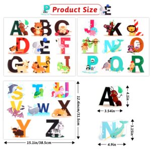 CCINEE Animal Alphabet Wall Decals, ABC Educational Colourful Creative Sticker Removable Art Sticker for Kids Nursery Bedroom Living Room Wall Decorations