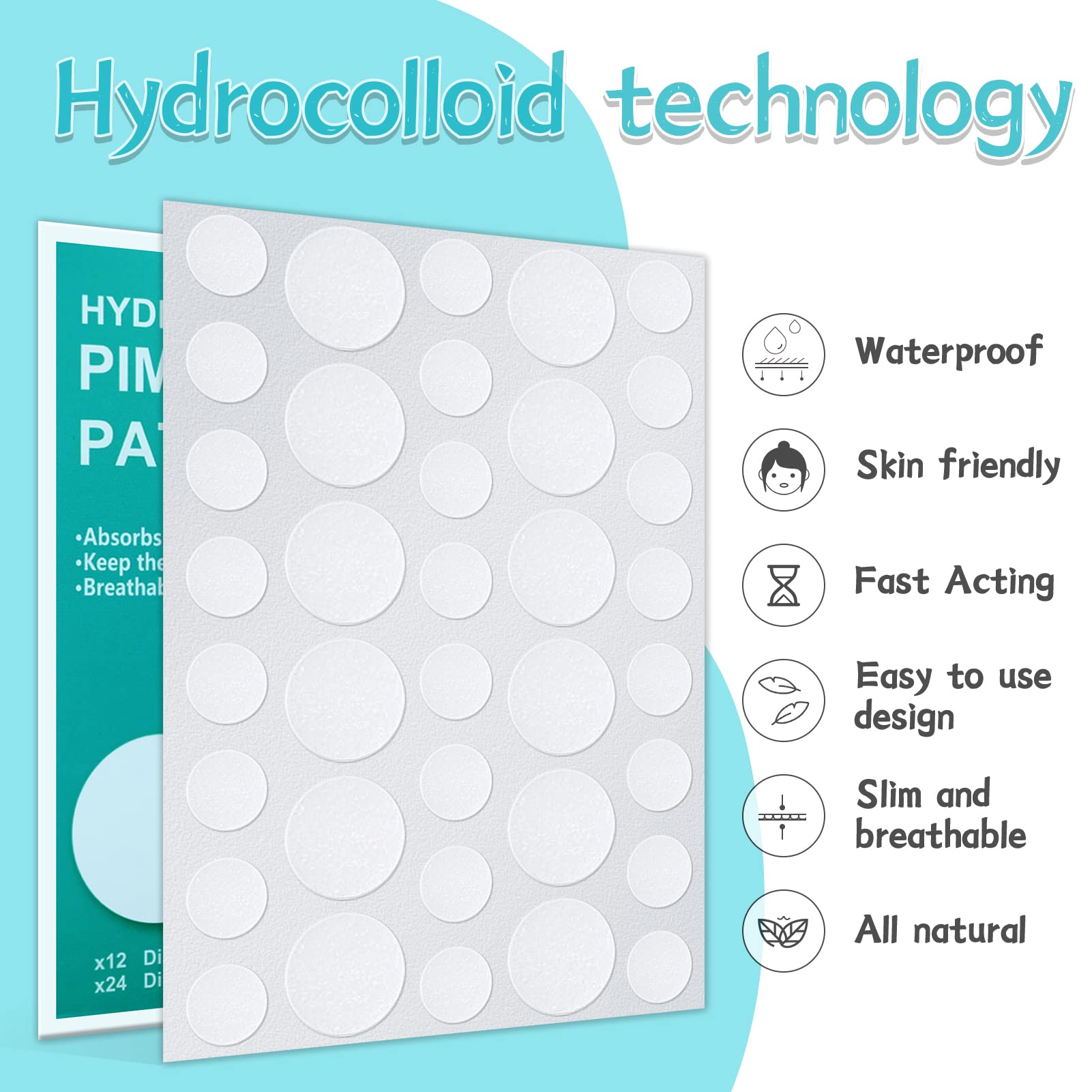 180 Counts Pimple Patches for Face Hydrocolloid Acne Patches for face Invisible Zit Patches for Face Pimple Patch Acne Spot Treatment Patch Blemish Patches Cover Patches Stickers