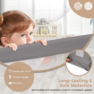 HONEY JOY Bed Rail for Toddlers, 59-in Extra Long, Portable Safety Bed Guardrail w/Double Safety Child Lock, Foldable Baby Bed Rail Guard, Fit King & Queen Full Twin Size Bed Mattress (2 Pack, Gray)