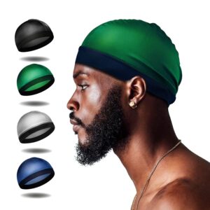 selalu 4pcs wave cap, silk stocking wave caps for 360 waves, silky durag for men, stain caps