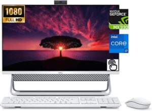 dell inspiron 27 7000 7700 all-in-one business desktop, 27" fhd touchscreen, intel core i7-1165g7, windows 10 pro, 1tb ssd, 32gb ram, geforce mx330 2gb, wifi 6, hdmi, usb-c, webcam, silver