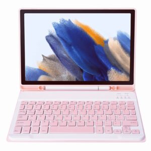 Lrufodya Galaxy Tab A8 10.5 Inch 2022 Case with Keyboard, Candy Colors Detachable Wireless Keyboard with Slim Cover for Galaxy Tab A8 SM-X200 SM-X205 (Pink)