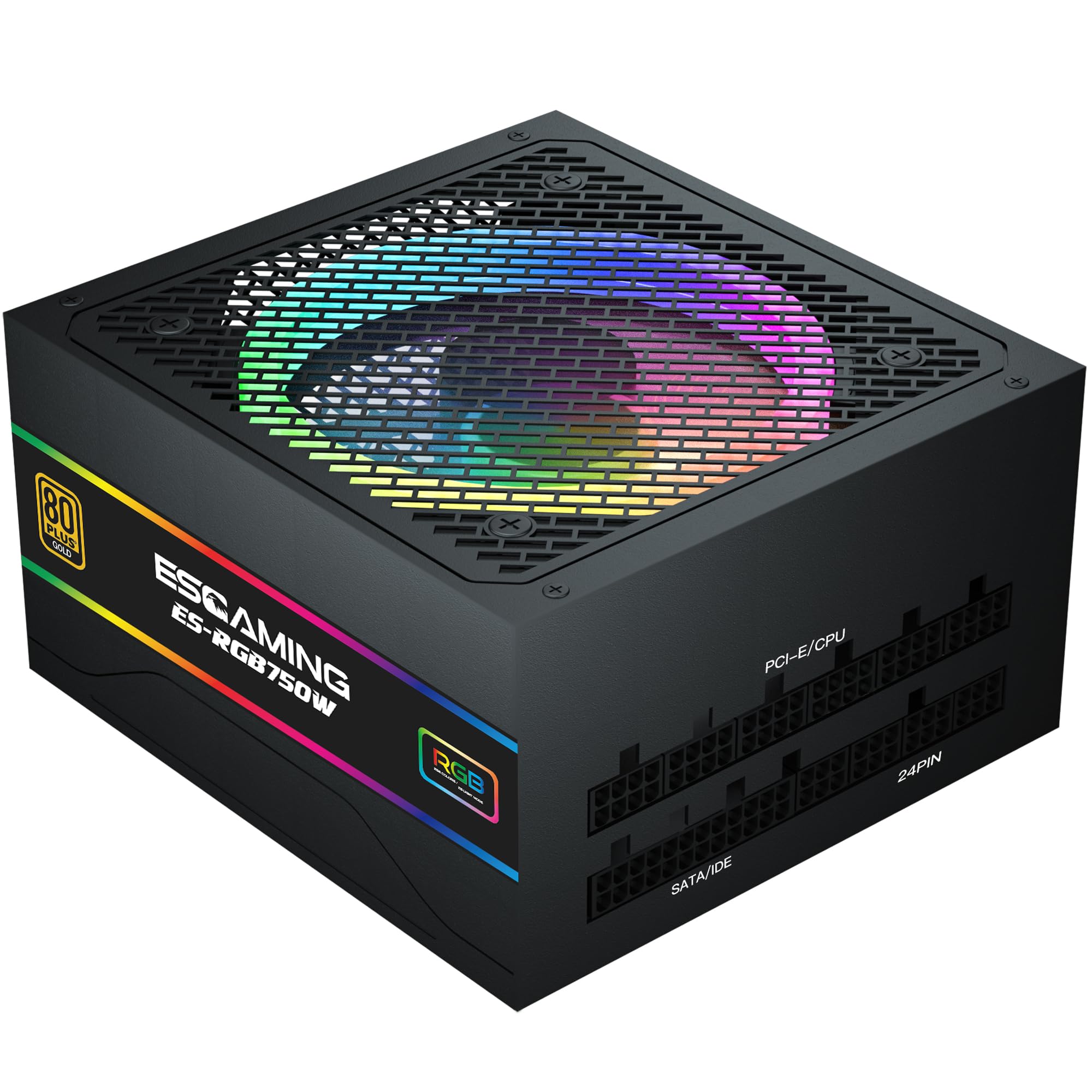 Power Supply APFC 750W RGB, 80 Plus Gold ATX Computer Gaming Power Supply Certified PSU with ARGB Light, 120mm Silent RGB Fan, 5 Year Warranty