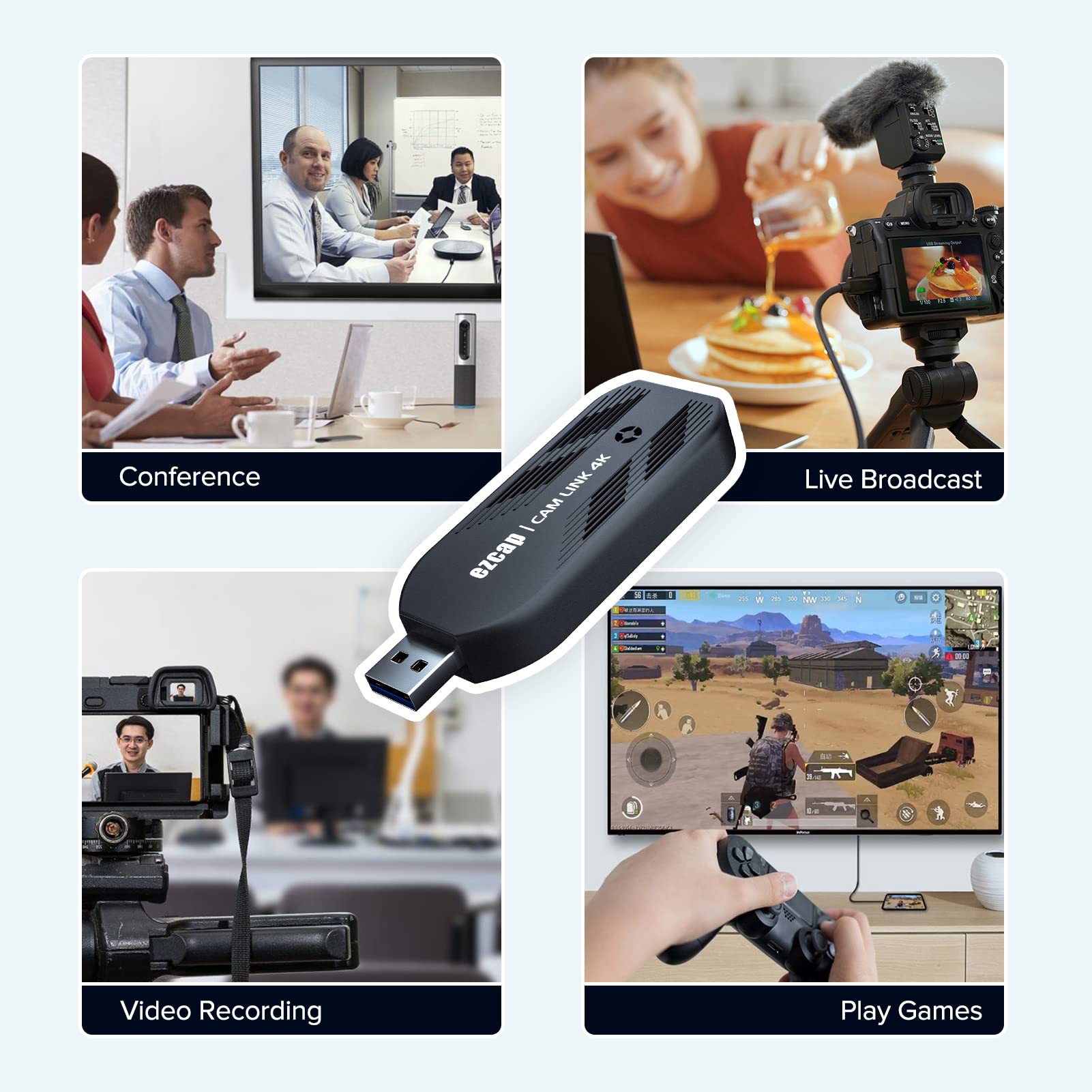 Cam Link 4K, External Camera Capture Card, 4K30/1080p120 for Streaming and Record via DSLR, Camcorder, Actioncam, Low-Latency for Video Conferencing, Live Streaming, Gaming, on OBS, Zoom, Windows, Mac