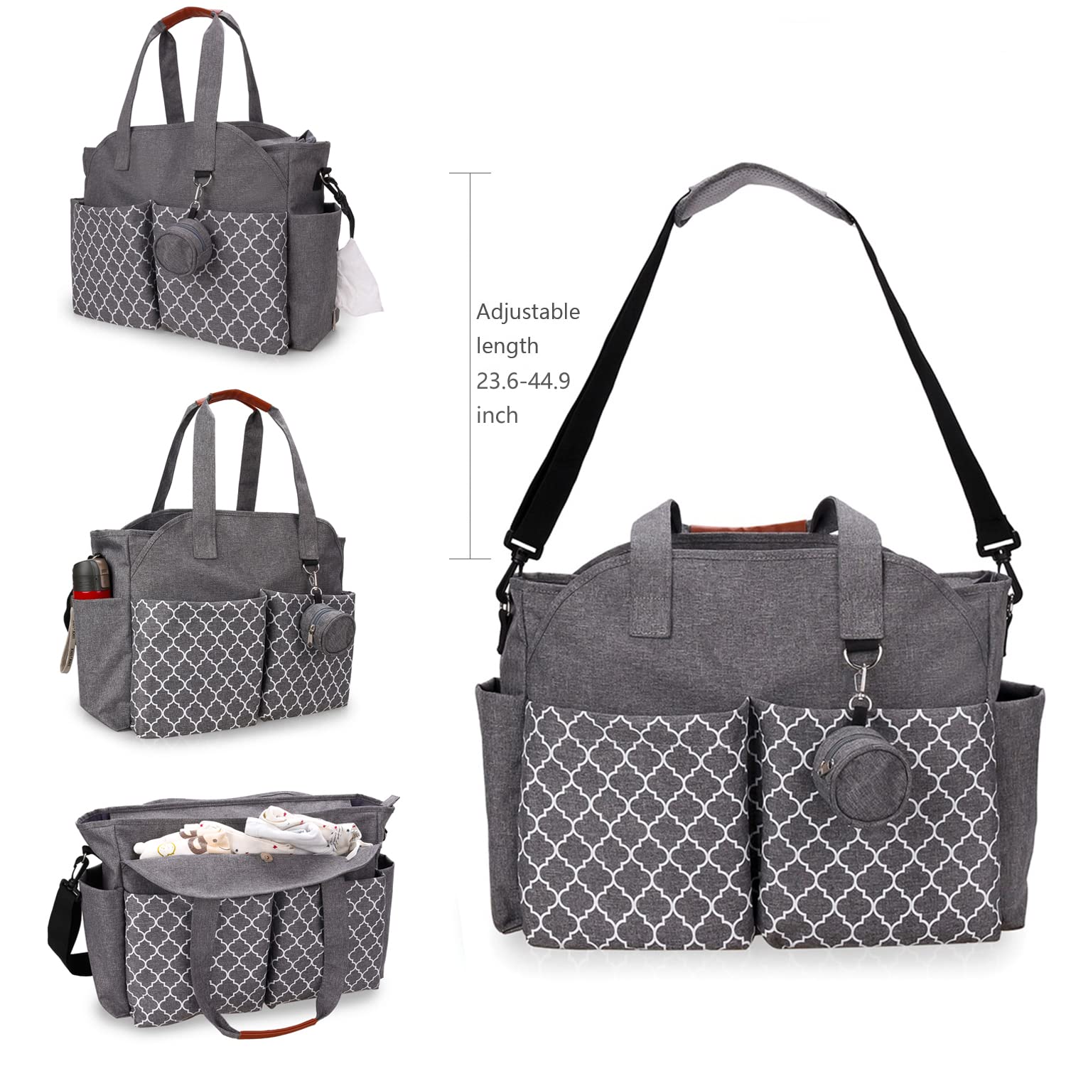 MEYTEILAY Diaper Bag Tote Baby Changing Bag Large Baby Bags for Mom with Changing Station Multifunction Travel Diaper Bag for Women（Grey）