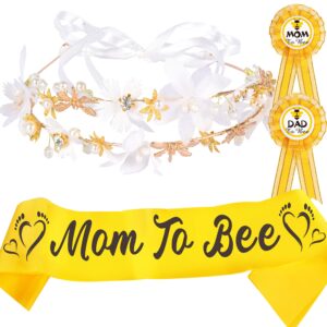 mommy to bee, mom to bee baby shower, mother to bee, mommy to bee sash, baby shower crown for mom, mommy to bee pin, bee baby shower, mother to be flower crown, bee baby shower decorations