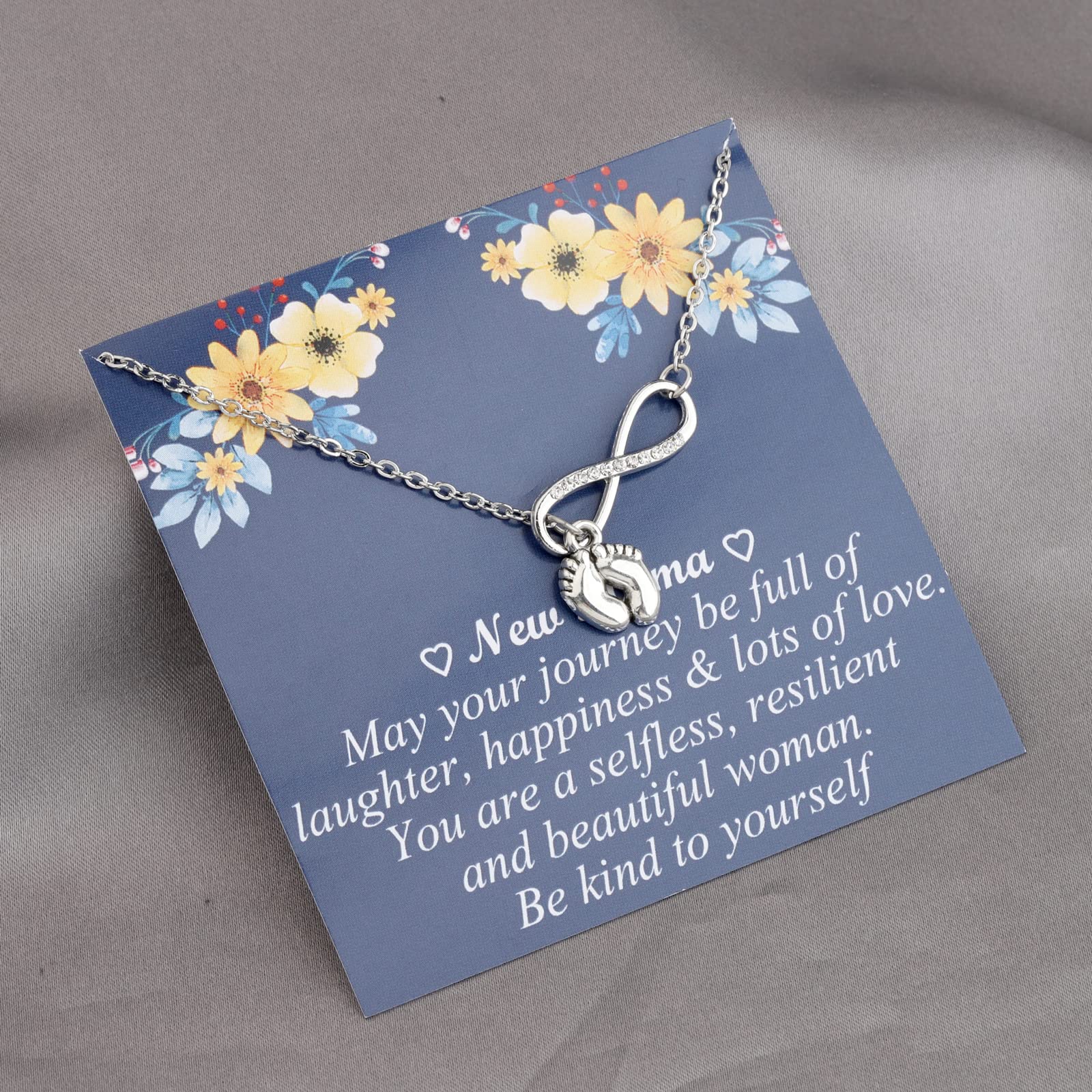 BNQL New Mama Gift Baby Feet Necklace Mama to be Gifts New Mom Jewelry Pregnancy Announcement Gift for Mom First Time Mom Gift (new mama necklace)