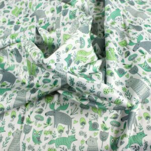 Polyurethane Laminate (PUL) Pre-Cut Fabric by The Meter. Waterproof and Breathable. Perfect for Cloth Diapers and Similar Projects. 1 Meter, Forest Critters Green