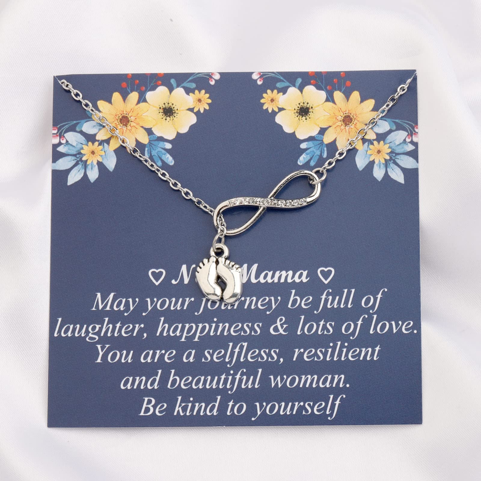 BNQL New Mama Gift Baby Feet Necklace Mama to be Gifts New Mom Jewelry Pregnancy Announcement Gift for Mom First Time Mom Gift (new mama necklace)