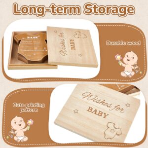 Queekay 50 Pcs Baby Prediction Cards for Baby Shower Advice Wishes Card with Wood Box for Baby Shower Games Party Decorations