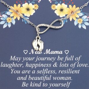 bnql new mama gift baby feet necklace mama to be gifts new mom jewelry pregnancy announcement gift for mom first time mom gift (new mama necklace)