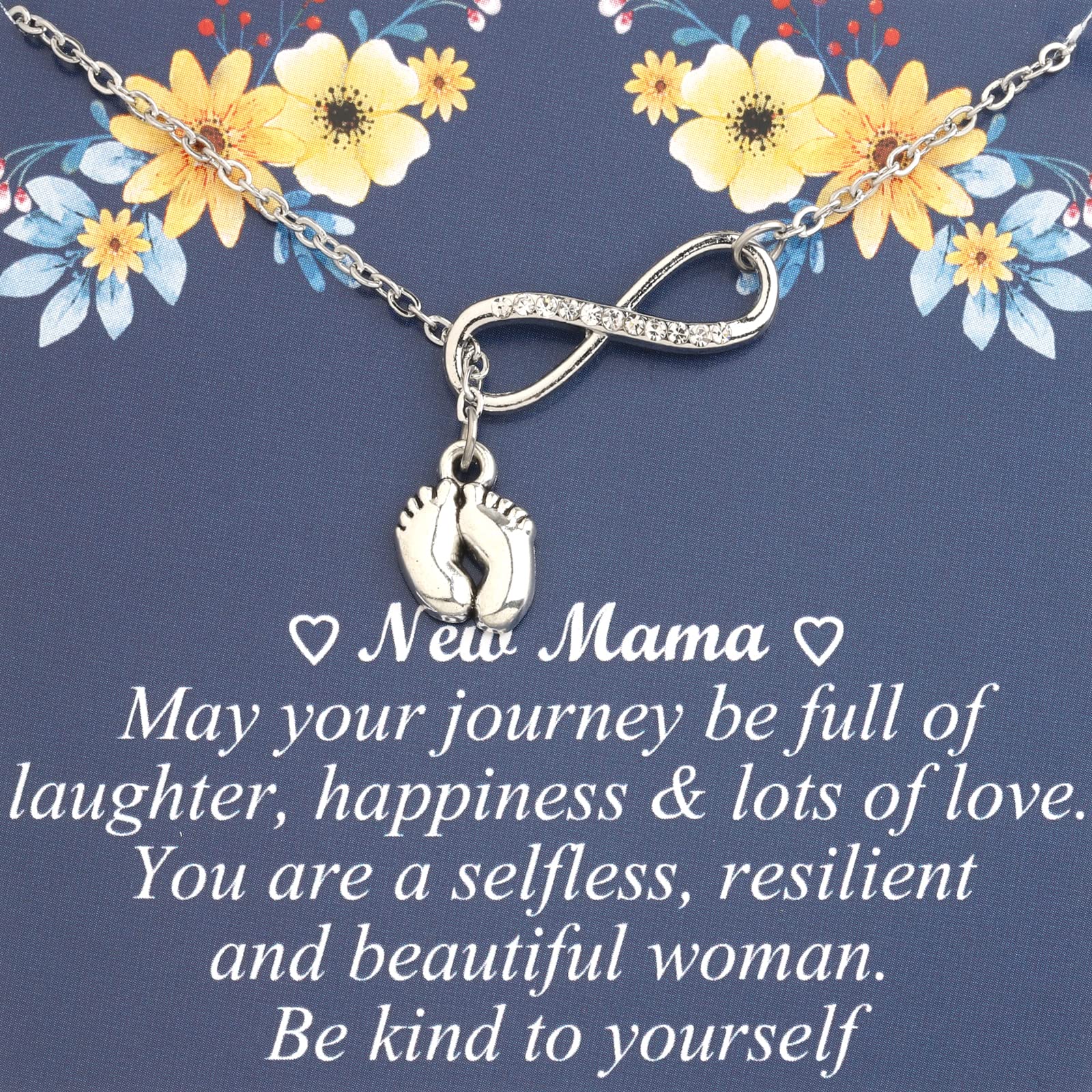 BNQL New Mama Gift Baby Feet Necklace Mama to be Gifts New Mom Jewelry Pregnancy Announcement Gift for Mom First Time Mom Gift (new mama necklace)