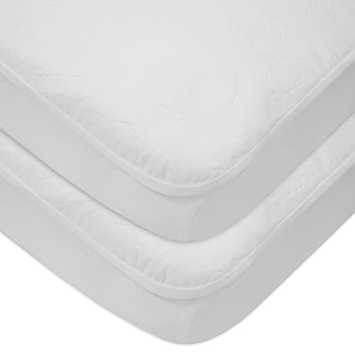 TL Care 2 Pack Waterproof Fitted Crib and Toddler Protective Mattress Pad Cover, White