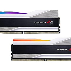 G.SKILL Trident Z5 RGB Series (Intel XMP 3.0) DDR5 RAM 32GB (2x16GB) 6000MT/s CL32-38-38-96 1.35V Desktop Computer Memory UDIMM - Metallic Silver (F5-6000J3238F16GA2-TZ5RS)