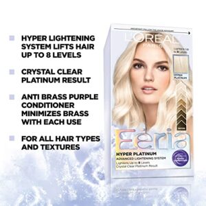 L’Oreal Paris Feria Hyper Platinum Hair Bleach, Lifts Up To 8 Levels, Includes Anti Brass Purple Conditioner, Hyper Platinum Blonde Hair Dye Kit, Pack of 2