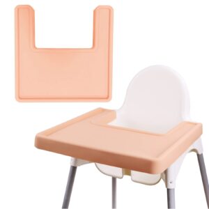 high chair placemat,long lasting high chair placemat silicone, all-inclusive busy baby mat, clean and hygienic, suitable for ikea antilop highchai, for toddlers and babies (apricot)