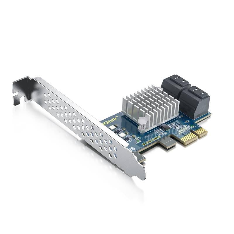 10Gtek PCIe SATA Card 4 Port with 4 SATA Cables and Low Profile Bracket, 6Gbps SATA3.0 Controller PCI Express Expansion Card, X4, Support 4 SATA 3.0 Devices