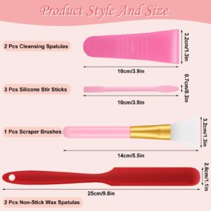 8 Pcs Hair Waxing Removal Beauty Tools Kit Include Hair Wax Cleansing Spatulas Waxing Applicator Silicone Stir Sticks Large Area Hard Wax Sticks Silicone Scraper for Hair Removal Waxing Beauty Makeup