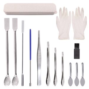 swpeet 15pcs stainless steel capsule filling machine kits for #000 00 0 1 2 3 pill filler, micro lab scoop spoon lab spatulas lab scoop filling tray powder tamper tool pill filler tamper tool spoon