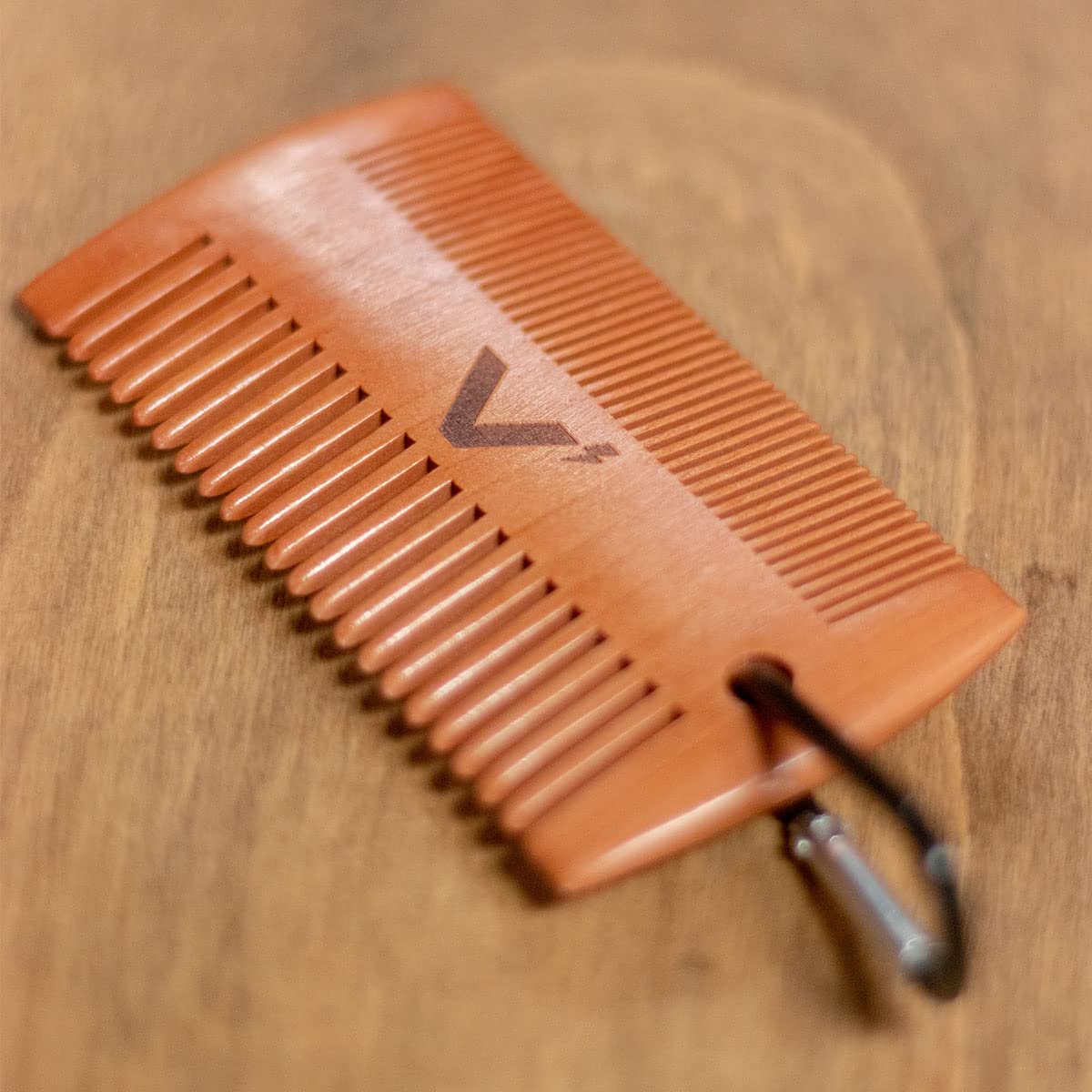 Volt Twin Beard and Mustache Comb for Men - All Natural Pearwood - Double-Sided Travel Size Pocket Comb for Detangling and Styling Beard - Men's Grooming Products