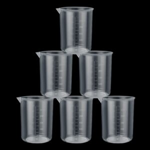 30pcs plastic beakers, 250ml graduations, premium polypropylene, plastic graduated measuring cups for home school lab science experiment school teaching supplies,tapered spout