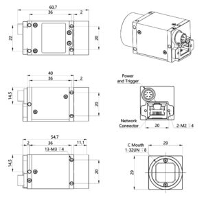 HTENG VISHI Gigabit GigE Ethernet 12MP 1/1.7" Monochrome Rolling Shutter Industrial Camera Machine Vision C Mouth Camera 4000X3000 9FPS Indoor