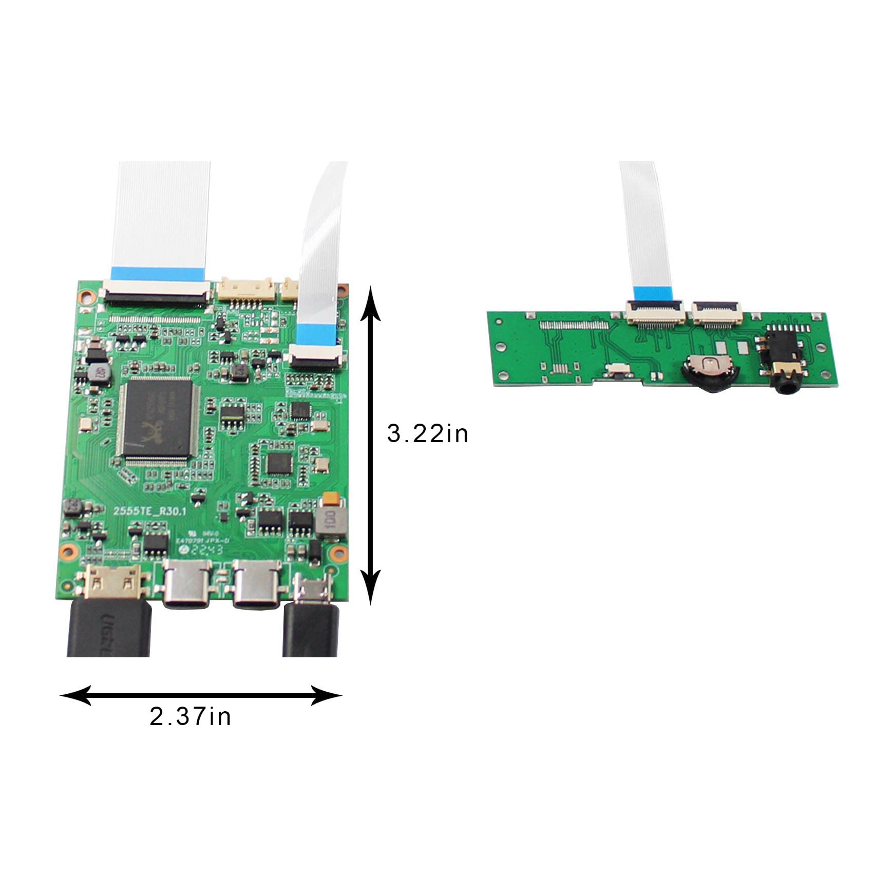 FanyiTek 12.6 inch 12.6" NV126B5M-N41 1920x515 eDP IPS LCD Screen with Type C USB C Mini HDMI Controller Board,for DIY PC Temperature Case