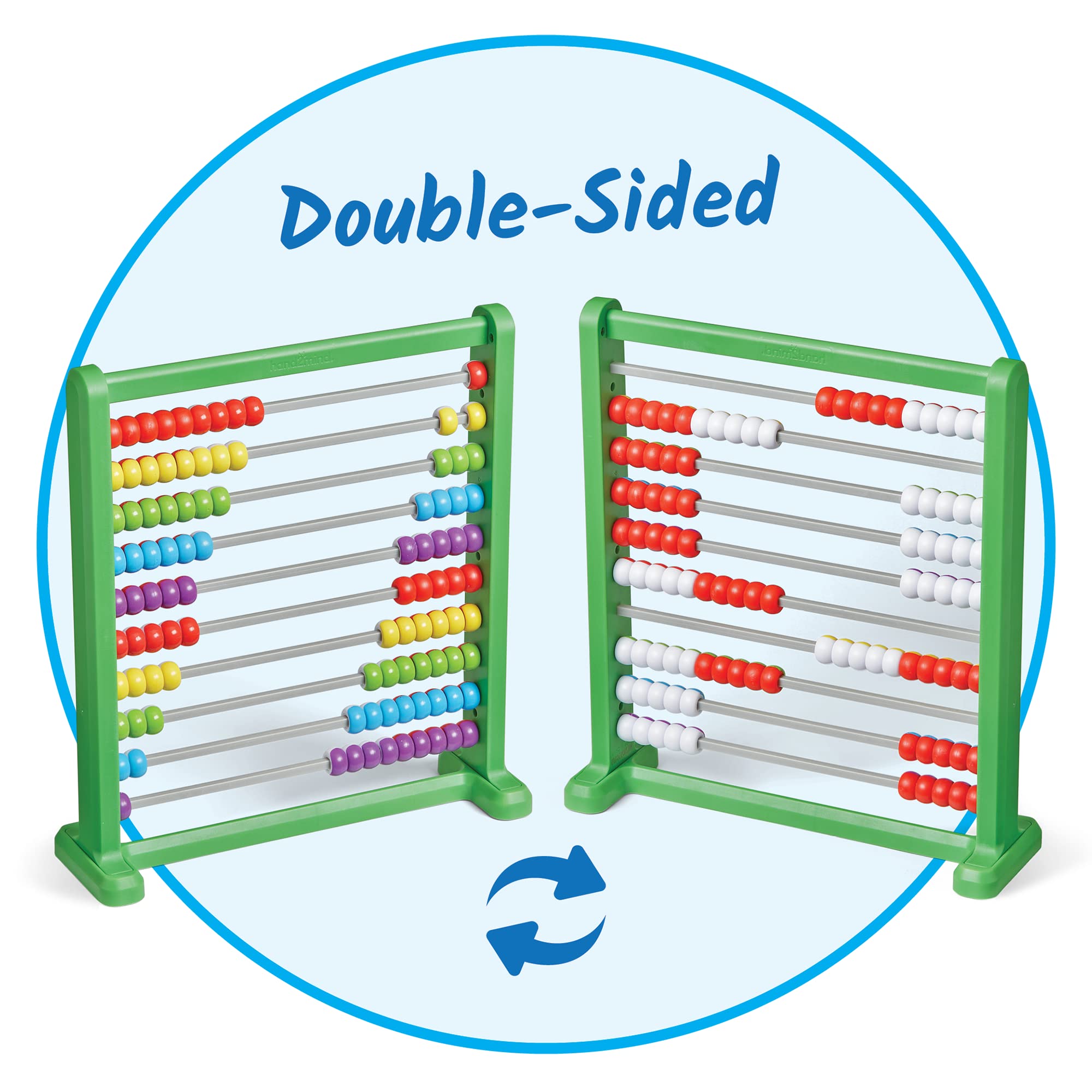 hand2mind Double Sided Plastic 100 Bead Abacus, Abacus for Kids Math, Math Manipulatives Kindergarten, Counting Rack for Kids, Counters for Kids Math, Educational Toys for Elementary Kids (Set of 1)