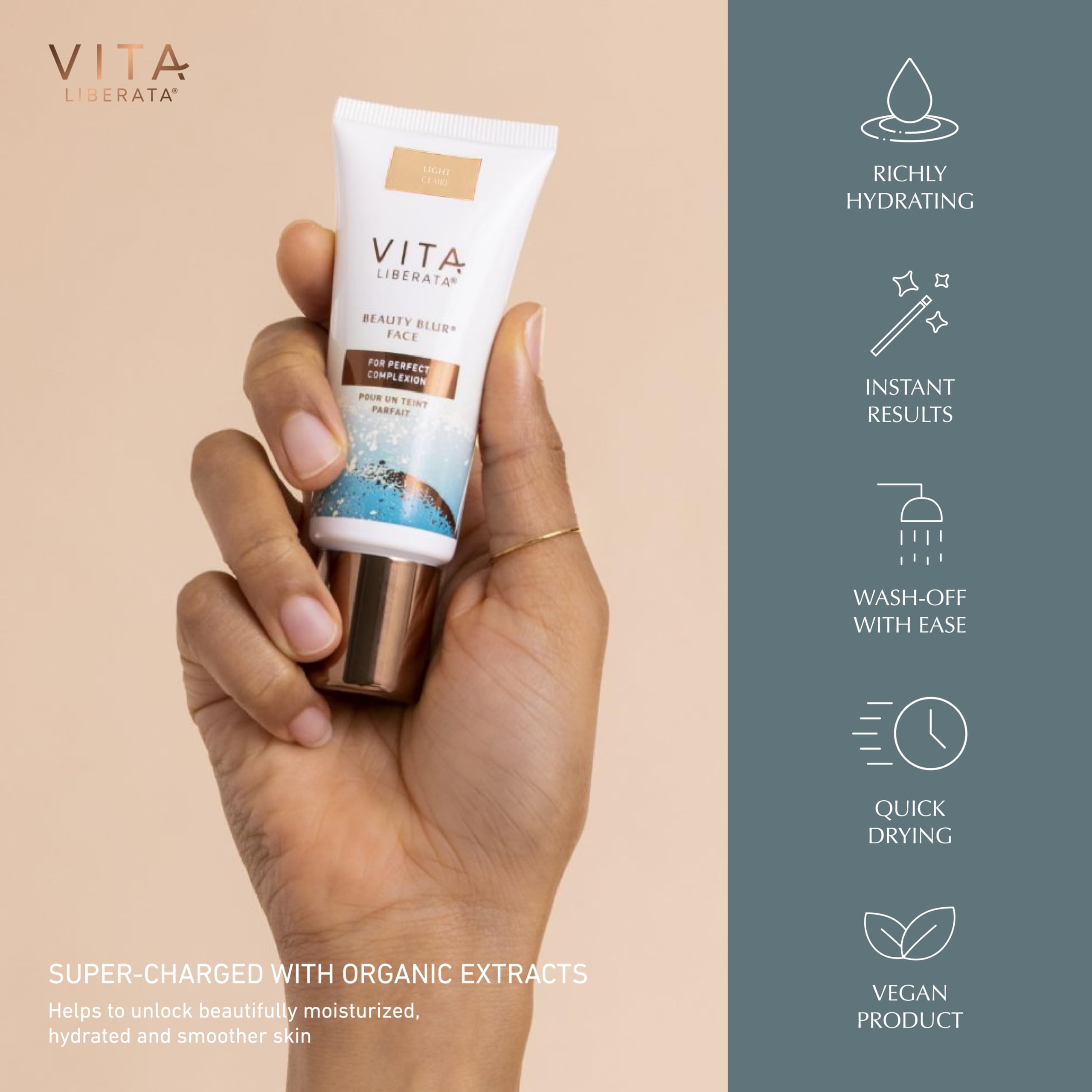 Vita Liberata Beauty Blur Face - Light, BB Cream, Hydrating Skin Finish, Radiant Glow & Flawless Complexion, 1.01 fl oz