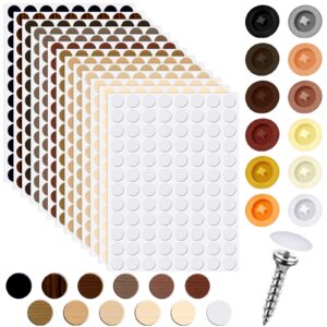 1152 pcs self adhesive screw covers screw hole stickers and 120 pcs screw caps screw covers waterproof self tapping plastic screw cap covers for wood screws wall cabinets desk screws