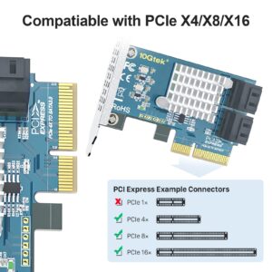 10Gtek PCIe SATA Card 4 Port with 4 SATA Cables and Low Profile Bracket, 6Gbps SATA3.0 Controller PCI Express Expansion Card, X4, Support 4 SATA 3.0 Devices